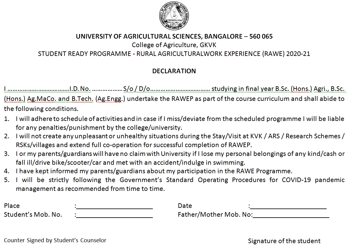 RAWE 20-21 Declaration Form – DEPARTMENT OF AGRICULTURAL EXTENSION ...