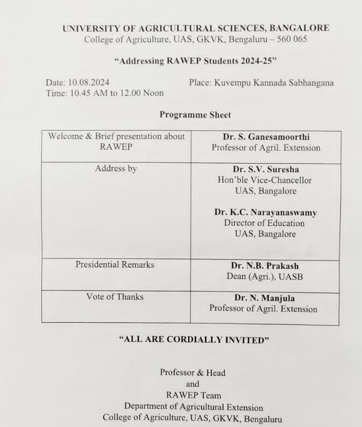 RAWE 2024-25 – DEPARTMENT OF AGRICULTURAL EXTENSION, COLLEGE OF ...